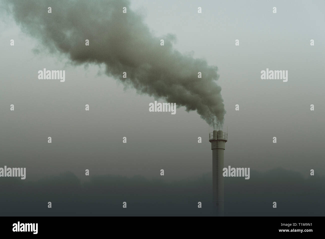 Smokestack emitting smoke, Neukoelln, Berlin, Germany Stock Photo - Alamy