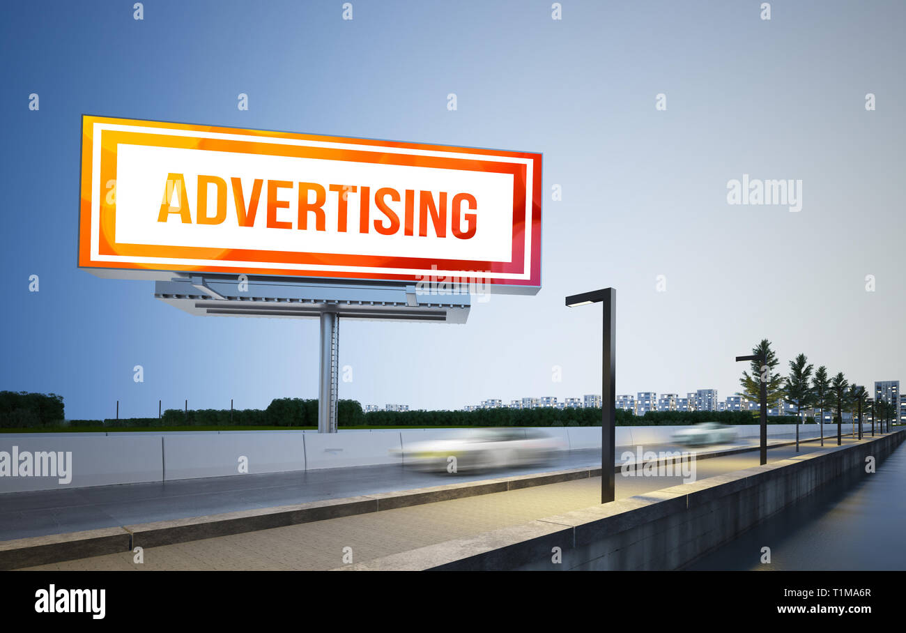 advertising billboard on highway 3d rendering mockup Stock Photo - Alamy
