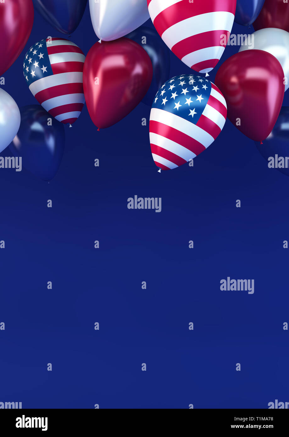 american balloons on blue background 3d rendering Stock Photo - Alamy