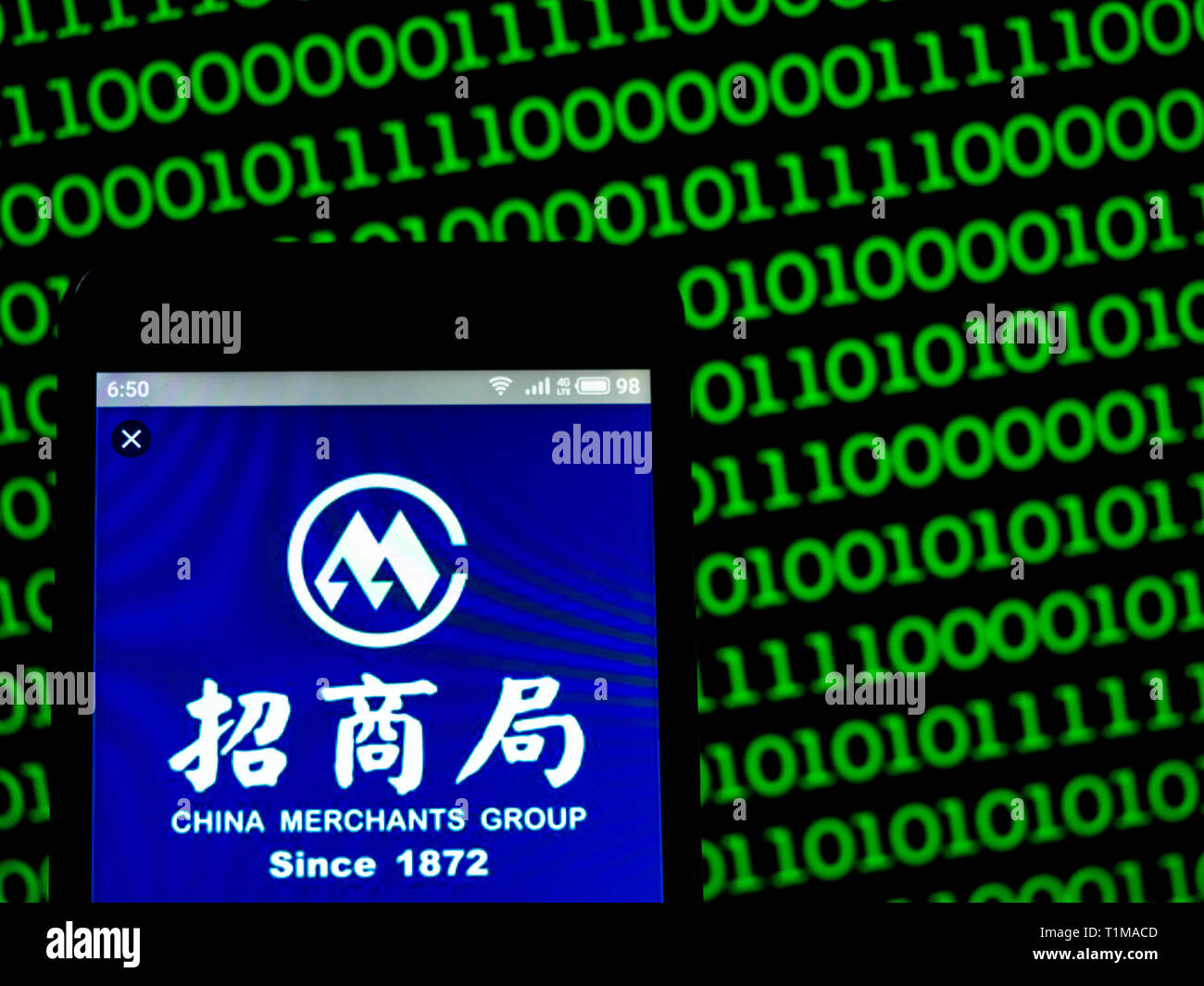 In this photo illustration a China Merchants Group logo seen displayed ...