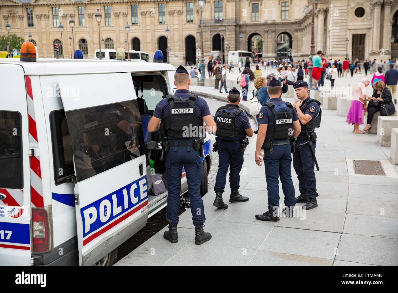 PARIS, FRANCE - JULY 22, 2017: French police controlling the streets of ...