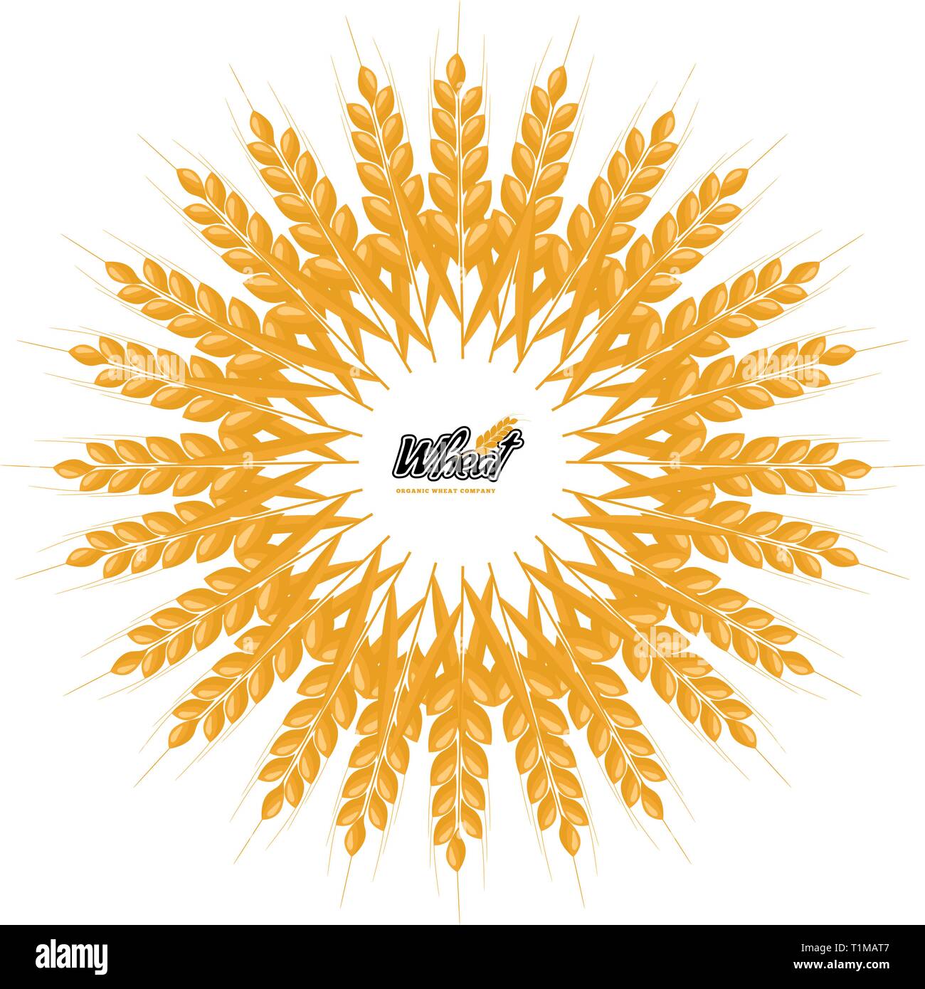 Wheat logo design with circle or round shape geometrical style. Flat ...