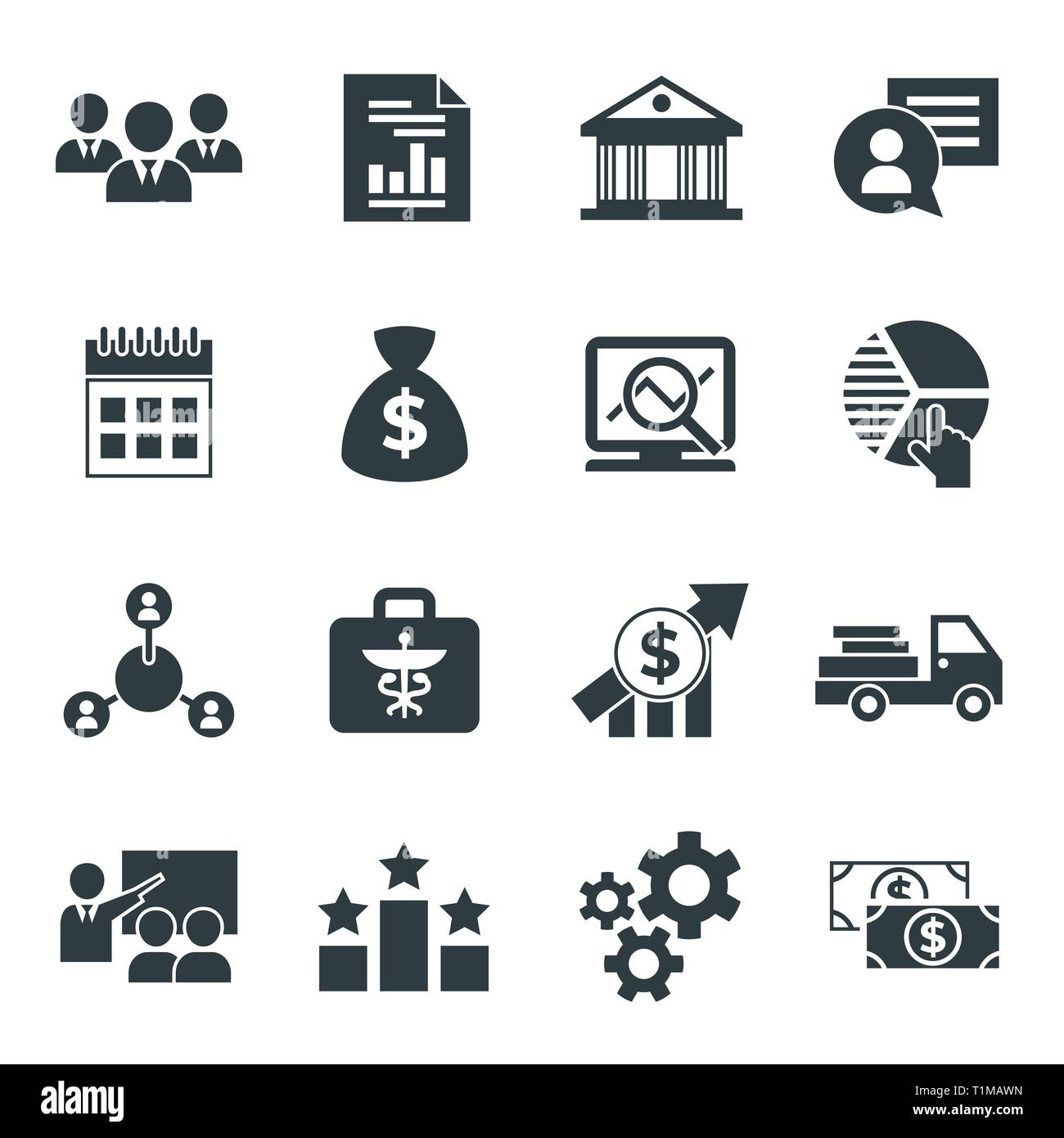 Business corporate stakeholder and company strategy icons infographics ...
