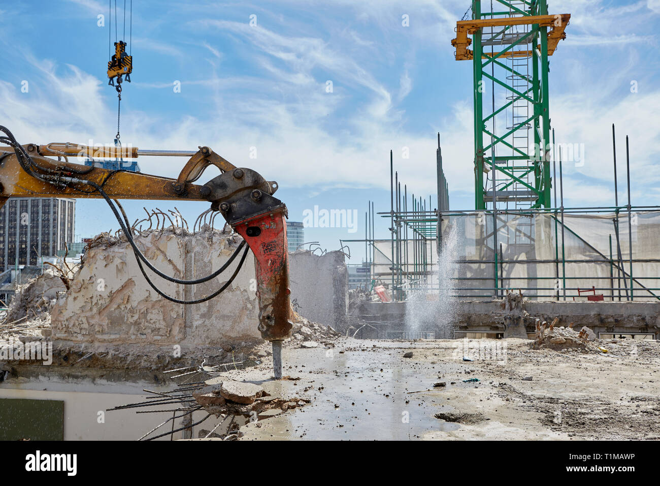Demolition at UK construction site Stock Photo - Alamy