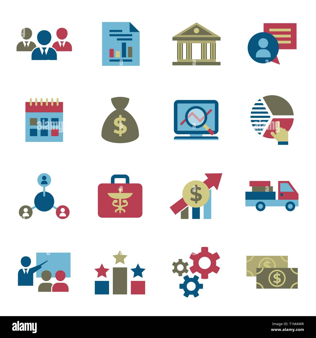 Business corporate stakeholder and company strategy icons infographics ...
