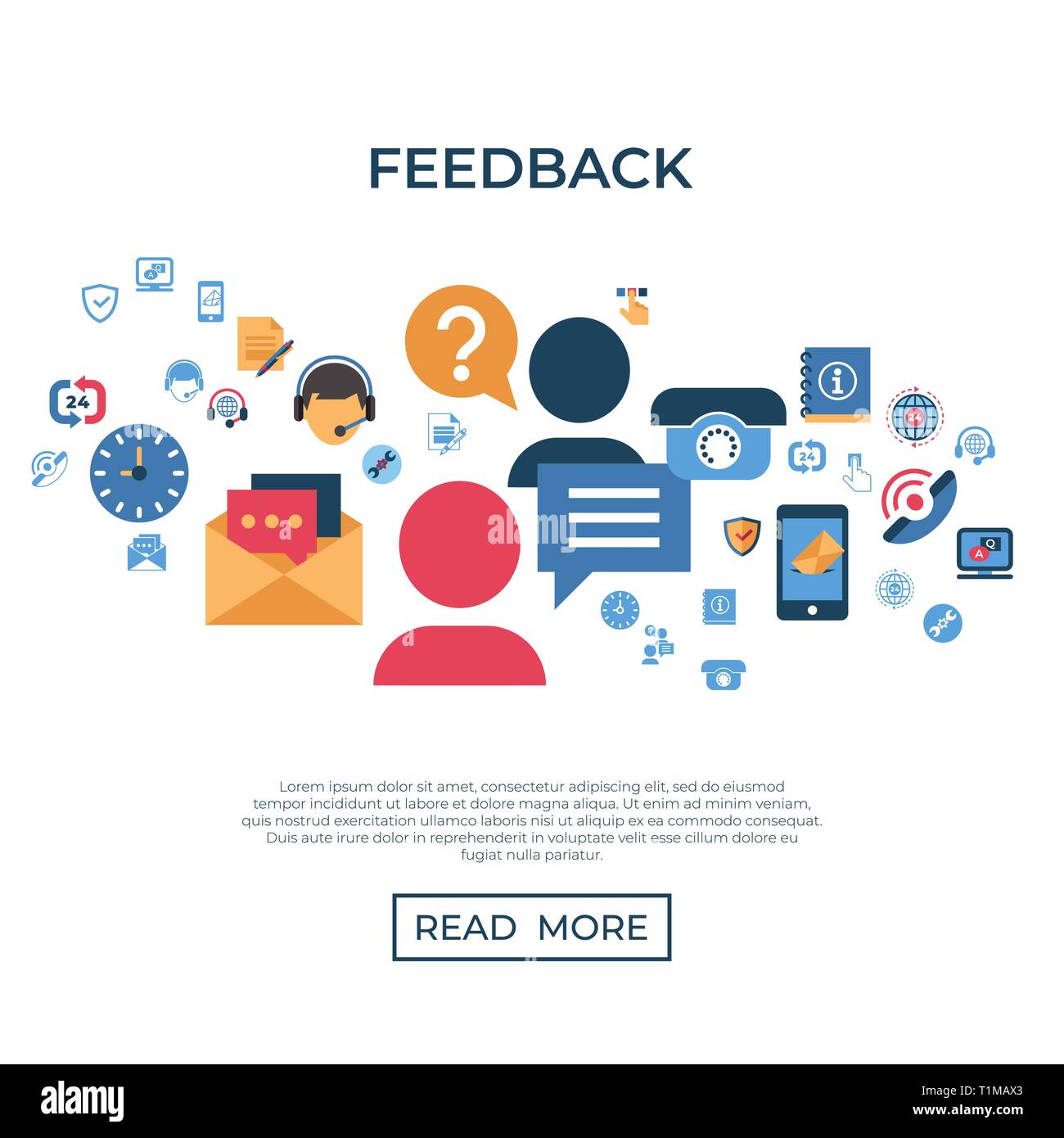 Call center and business feedback support icons infographics, digital ...