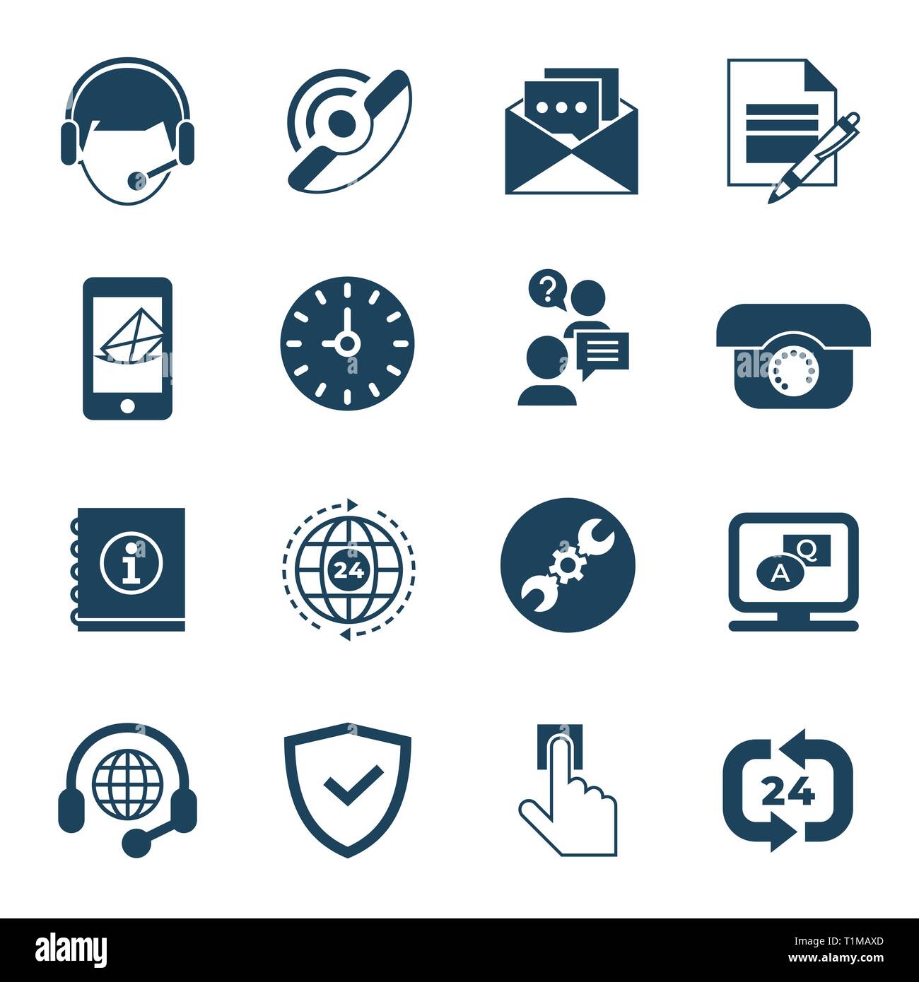 Call center and business feedback support icons infographics, digital ...