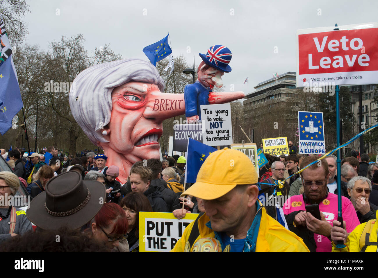 London, UK - 23 March 2019 - Preparations with people arriving at the ...