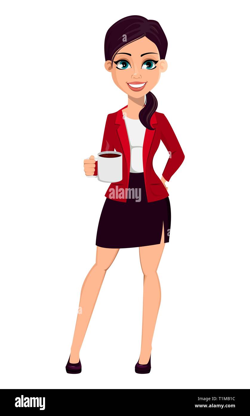 Businesswoman cartoon character. Confident young manager. Beautiful ...