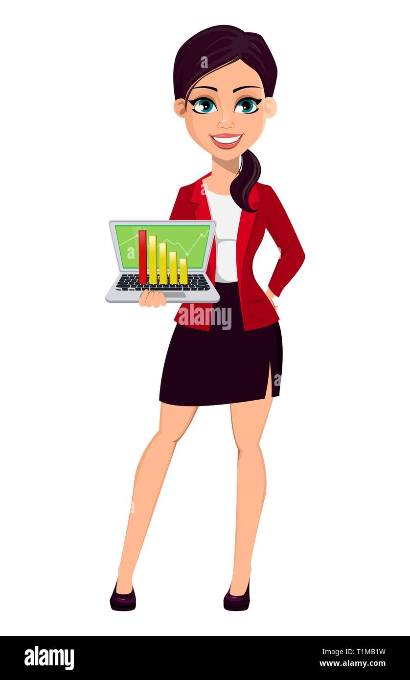 Businesswoman cartoon character. Confident young manager. Beautiful ...