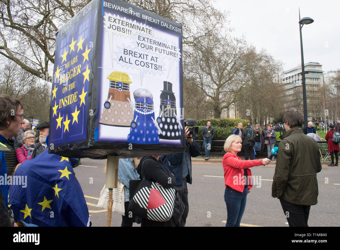 London, UK - 23 March 2019 - Preparations with people arriving at the ...