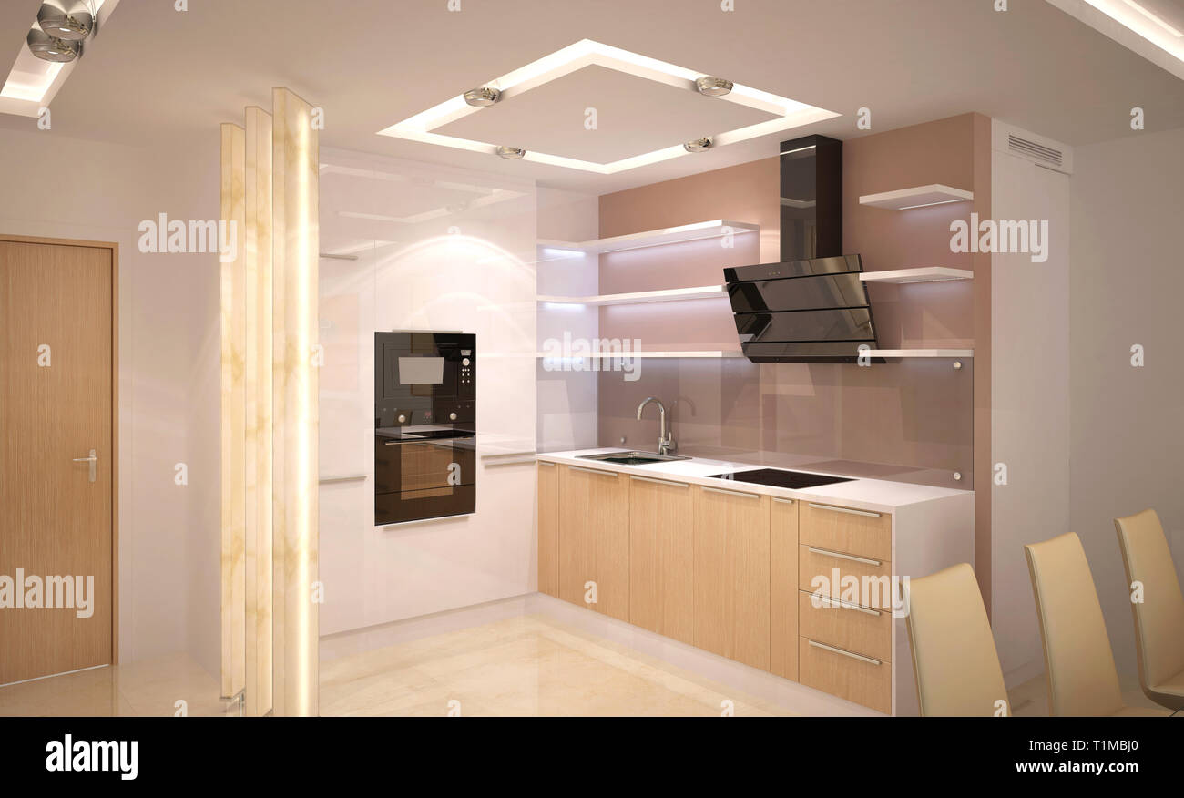 3d kitchen render Stock Photo - Alamy