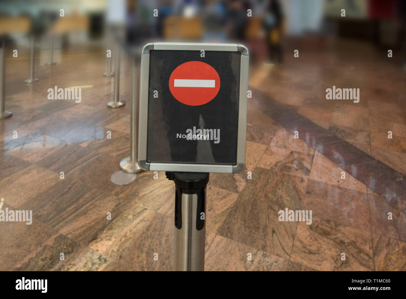 No entry sign at the airport or in the bank Stock Photo - Alamy