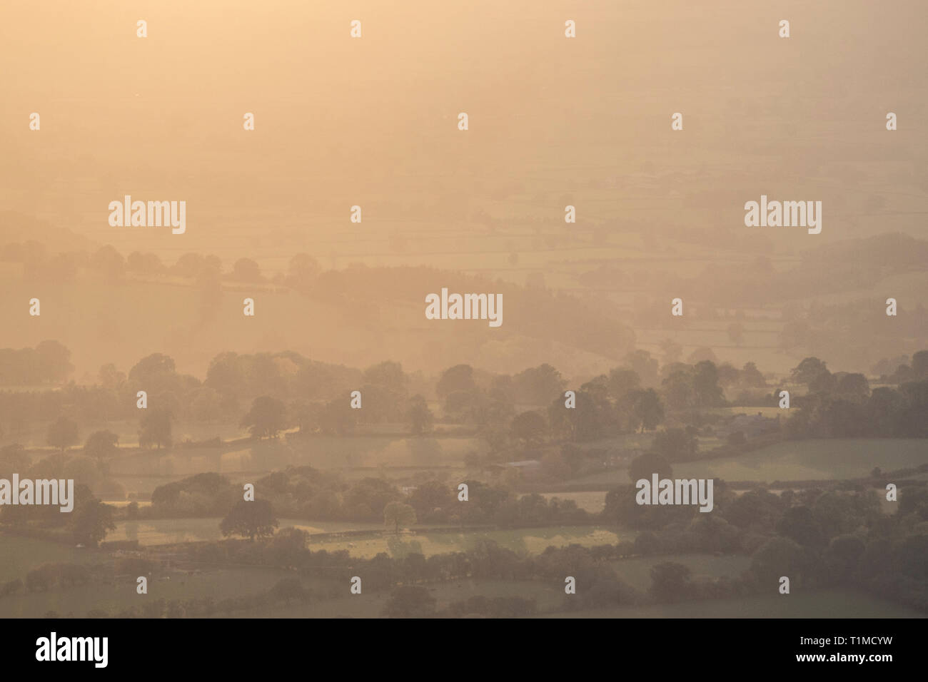 A view from near the summit of Abdon Burf on Brown Clee Hill, the ...
