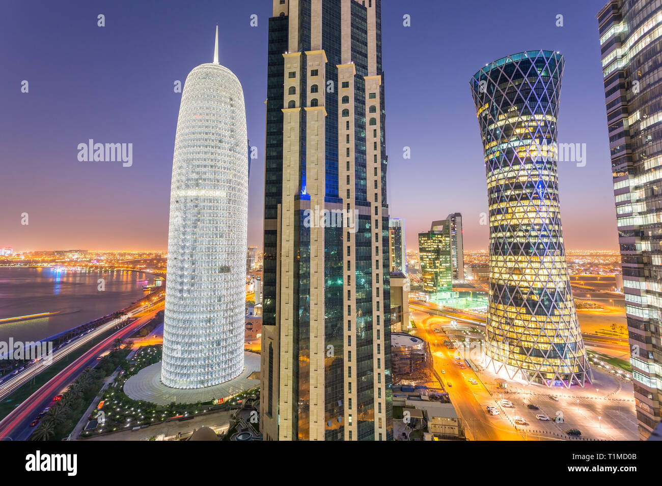 Aerial view of Westbay buildings in Al Corniche St Doha Qatar Stock ...