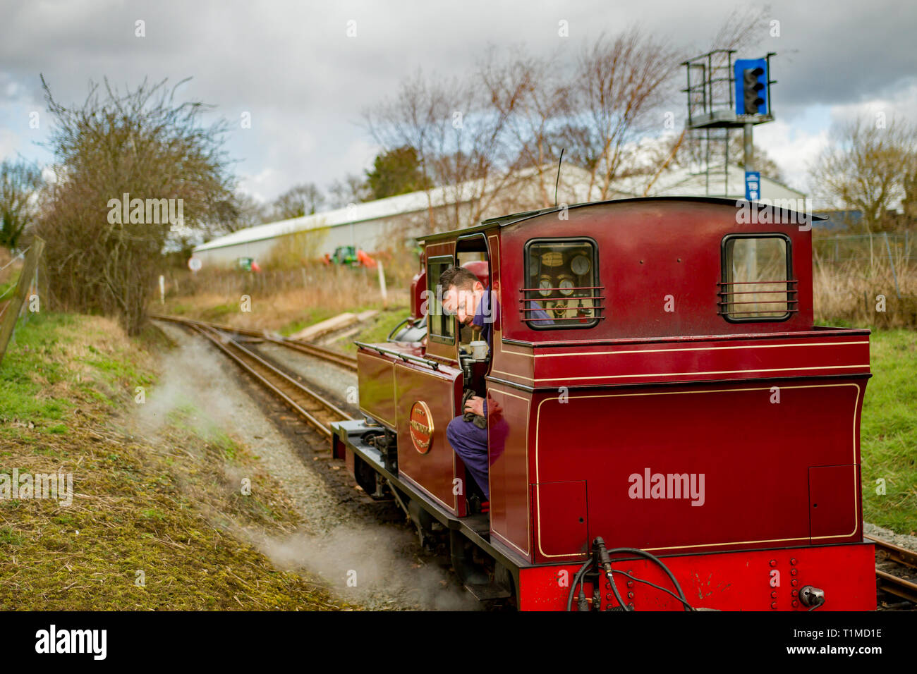 Engineer carefully reversing the Mark Timothy steam train to the ...