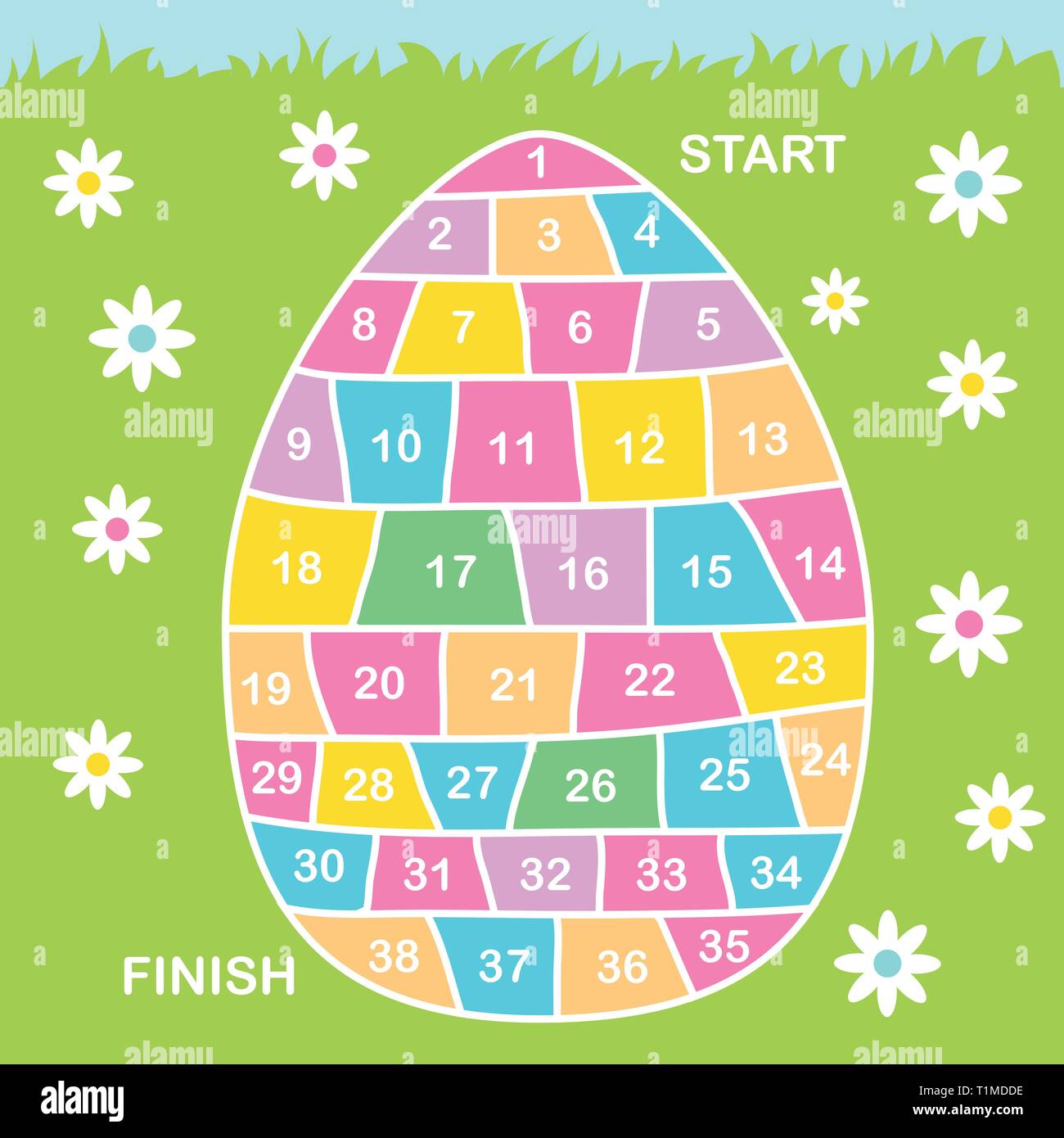 Vector cartoon style illustration of kids Easter board game with ...