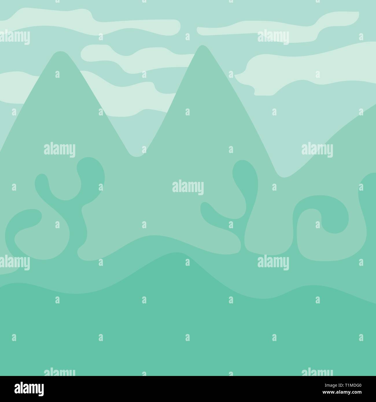 Cartoon landscape for game design, soft nature background - green ...