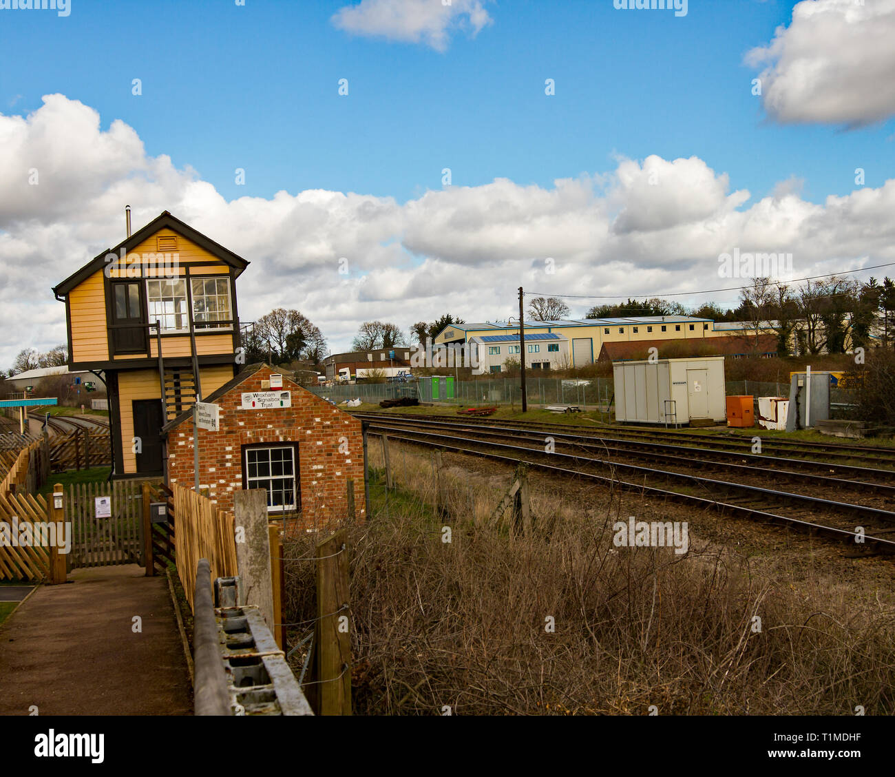 The signal house and railway line at Wroxham and Hoveton Stock Photo ...