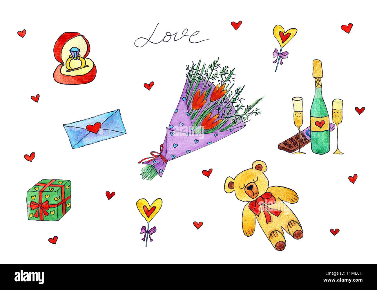 Valentine's day or wedding background with an element of love. Items ...