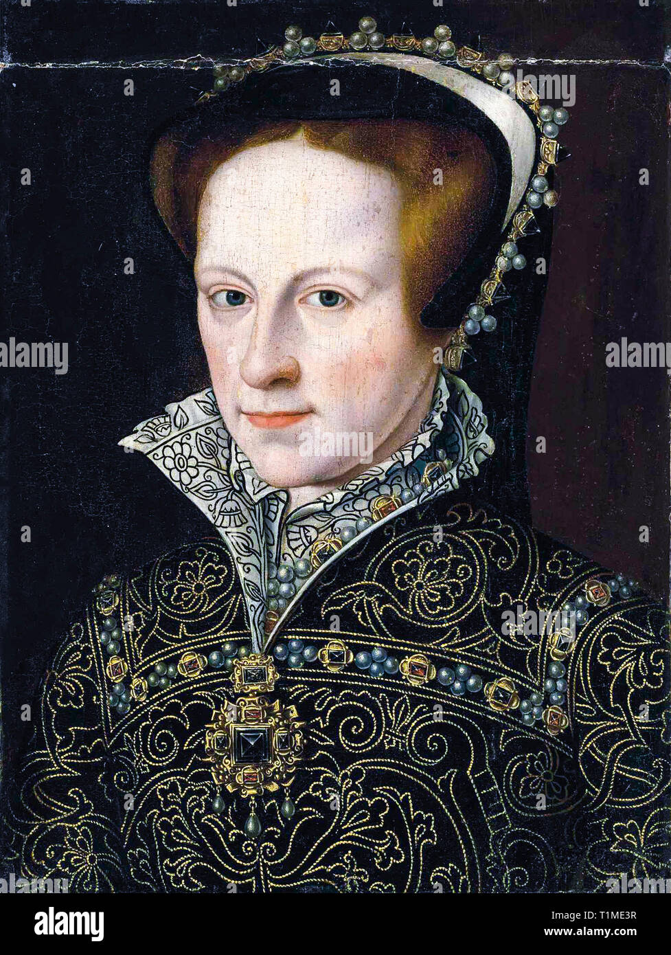 Mary I of England (1516-1558) 'Bloody Mary', portrait painting in oil on panel by an unknown ...