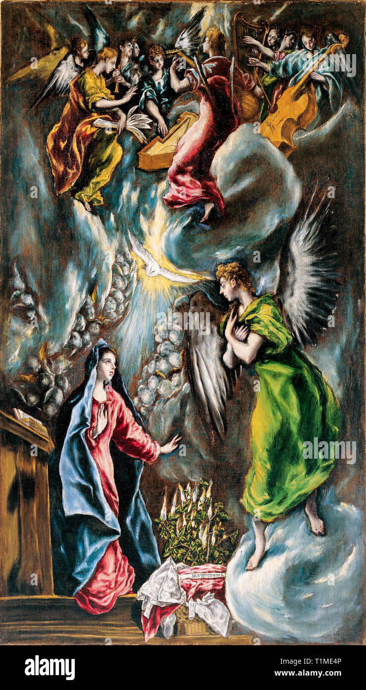 El Greco, The Annunciation, (Doña María de Aragón Altarpiece), painting ...