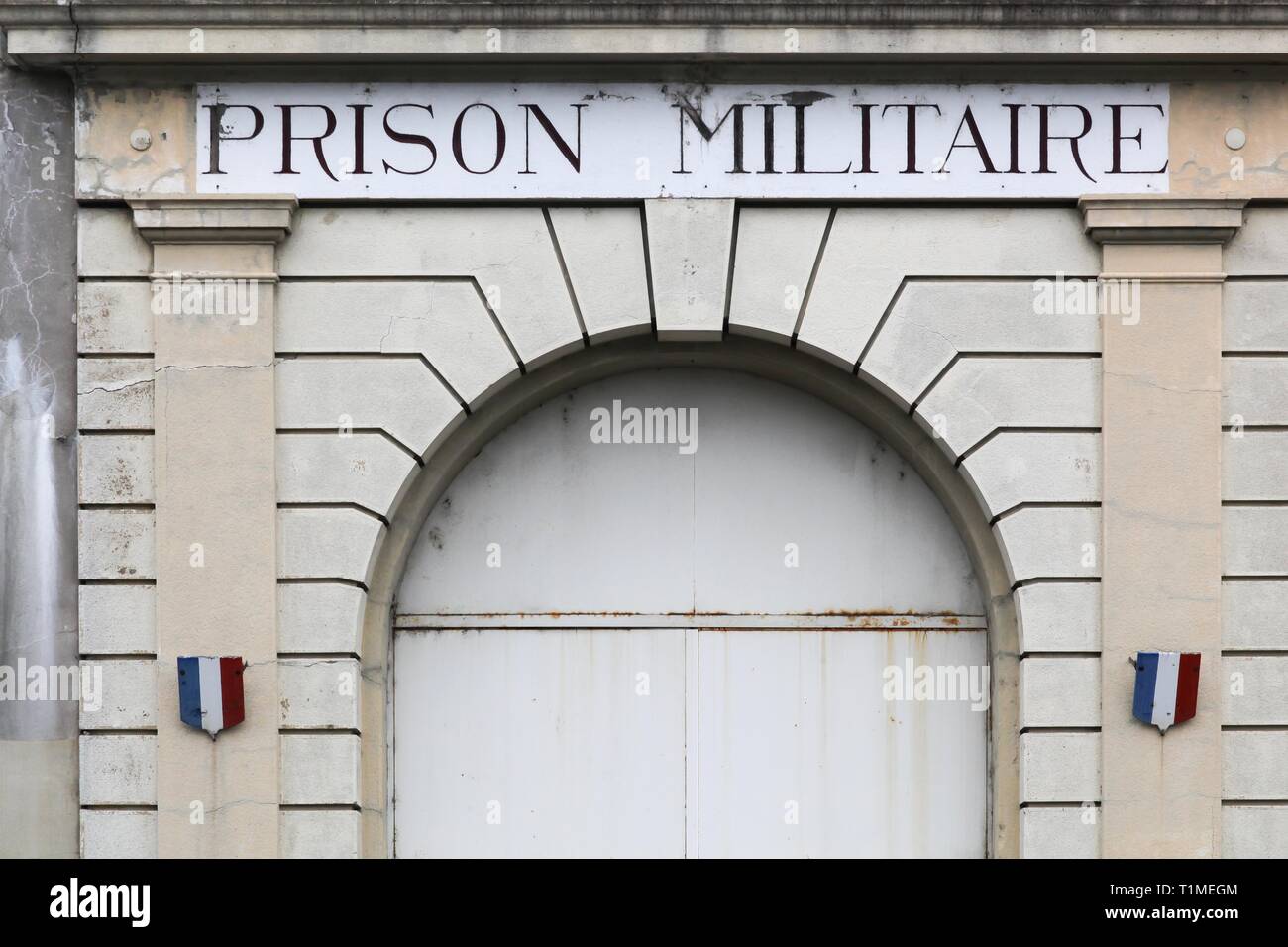 Entrance of the old Montluc military prison in Lyon, France Stock Photo ...