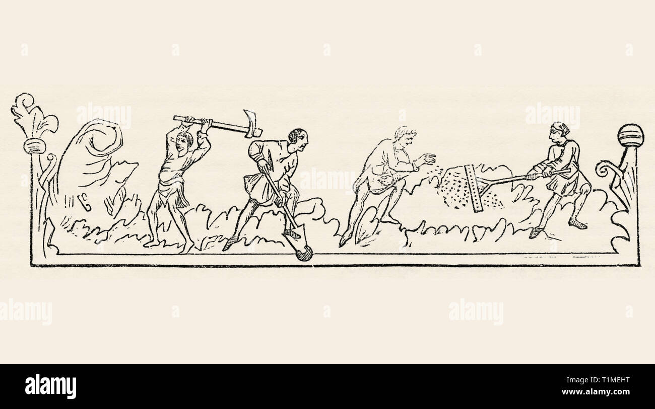 Anglo-Saxon Calendar, March, pre-Norman Conquest of 1066, Illustration ...