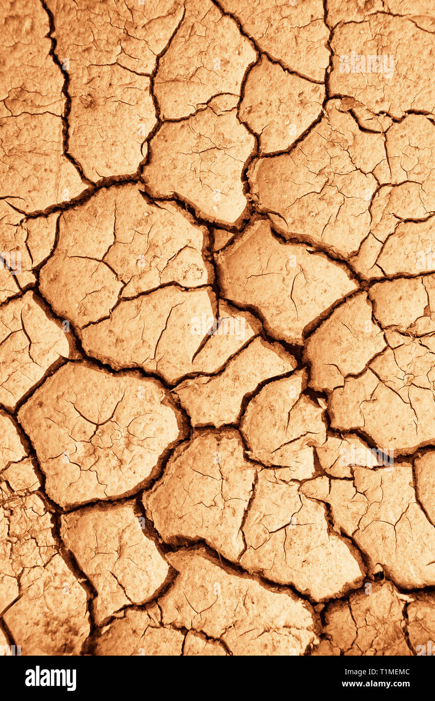 very dry terrain with cracks, global warming and drought concept Stock ...