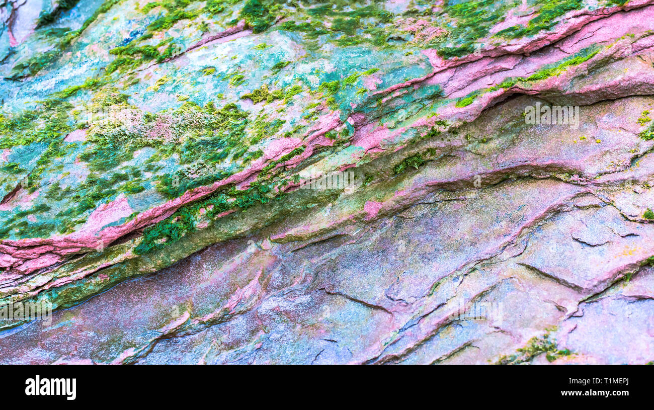 Colourful sedimentary rocks formed by the accumulation of sediments ...