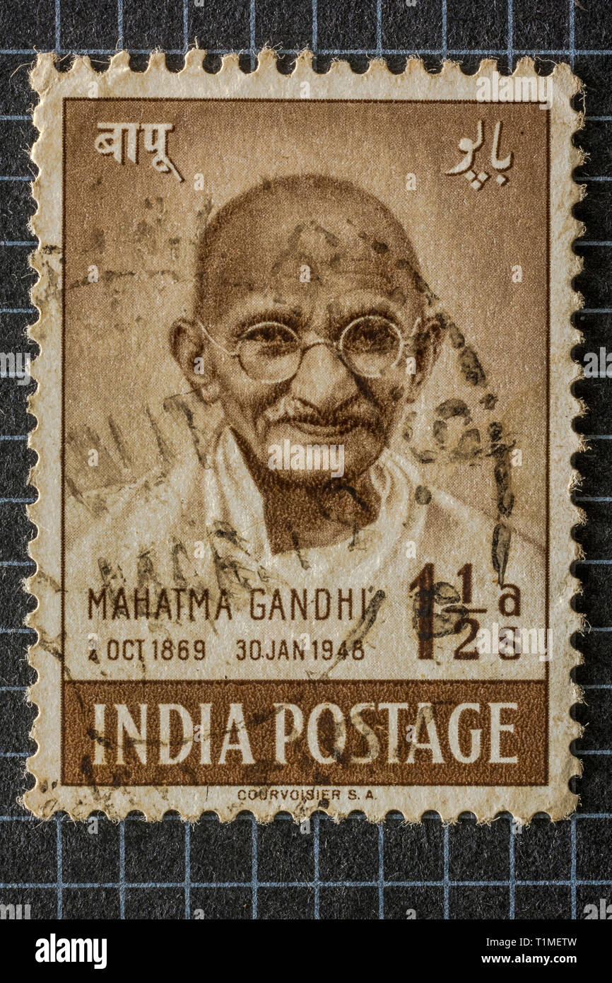 postage stamp MAHATMAGANDHI 1nd Oct 186930 Jan1948 Stock Photo - Alamy