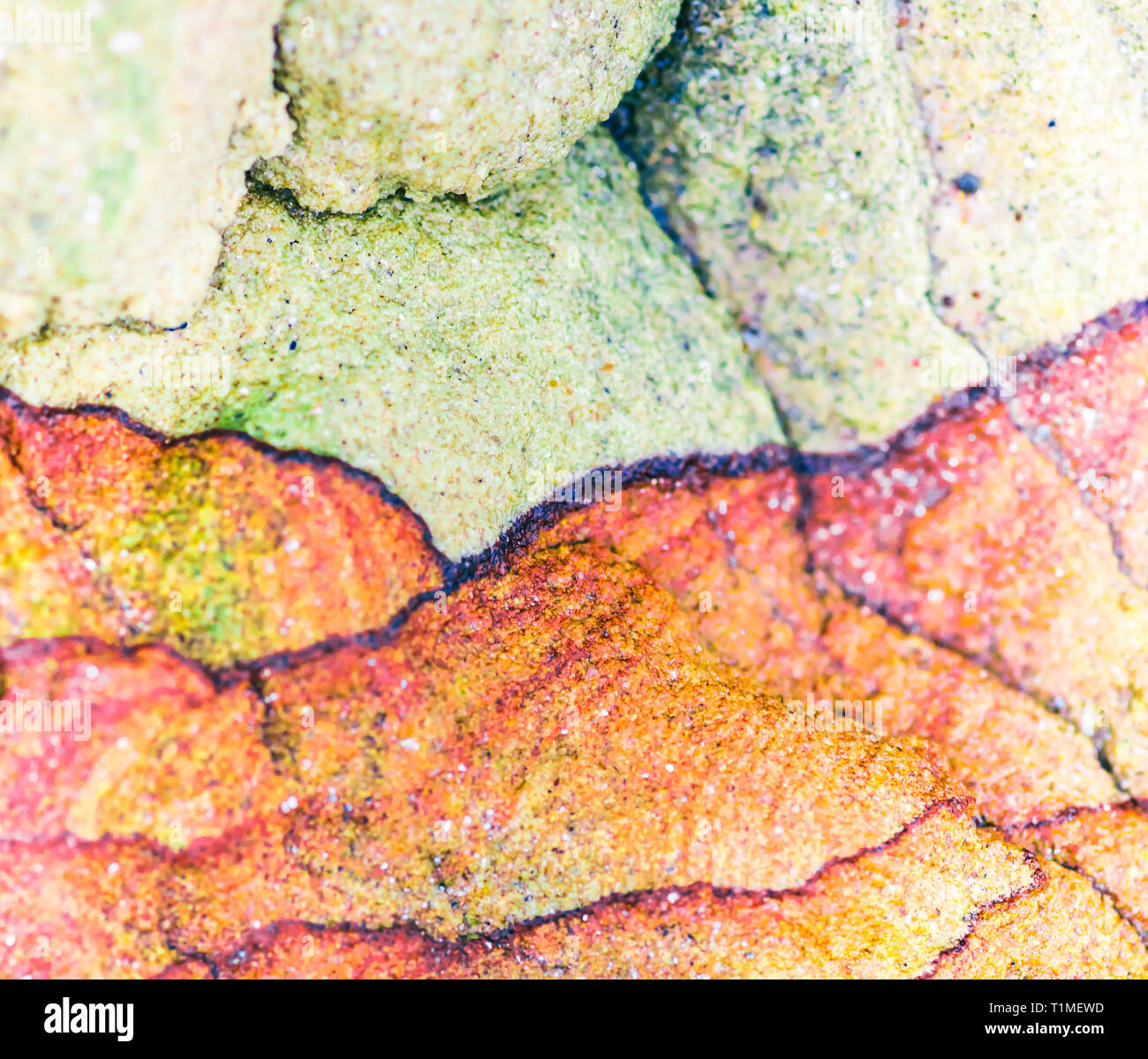 Colourful sedimentary rocks formed by the accumulation of sediments ...