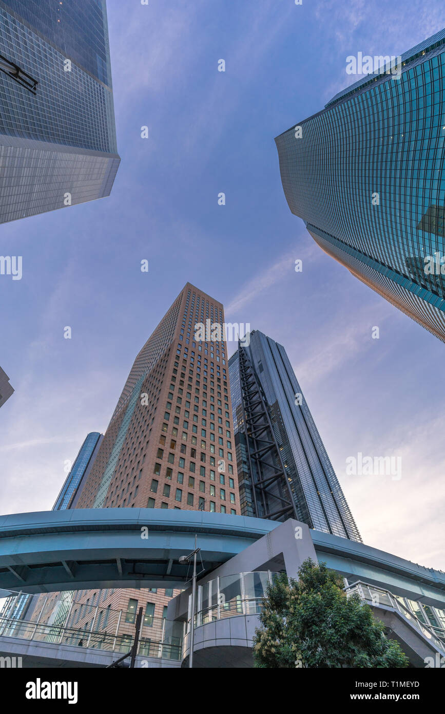 High-Rise buildings in Tokyo near Higashi-Shimbashi Area. Minato Ward ...