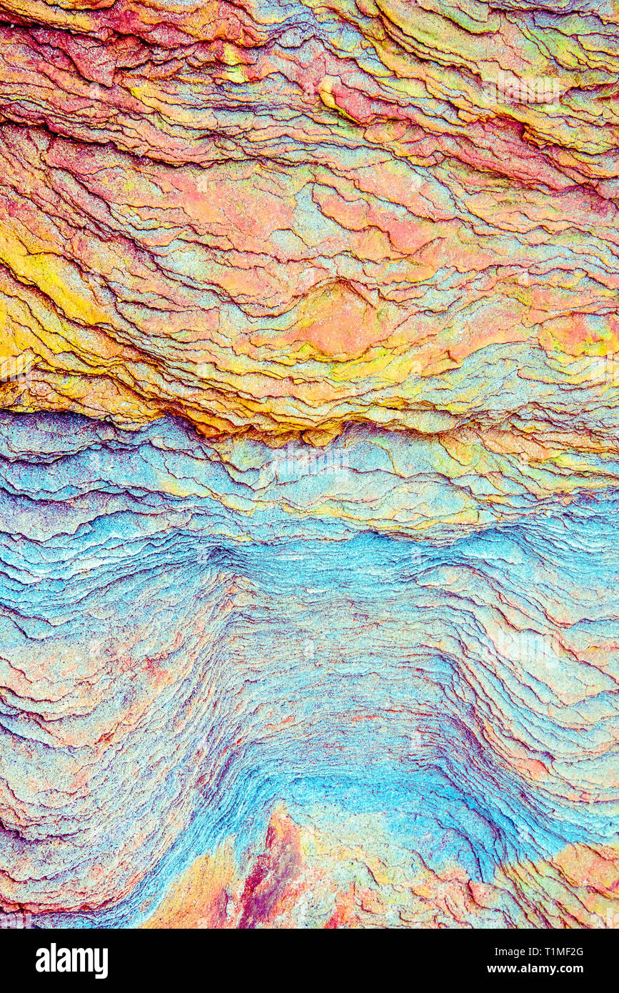 Colourful sedimentary rocks formed by the accumulation of sediments ...