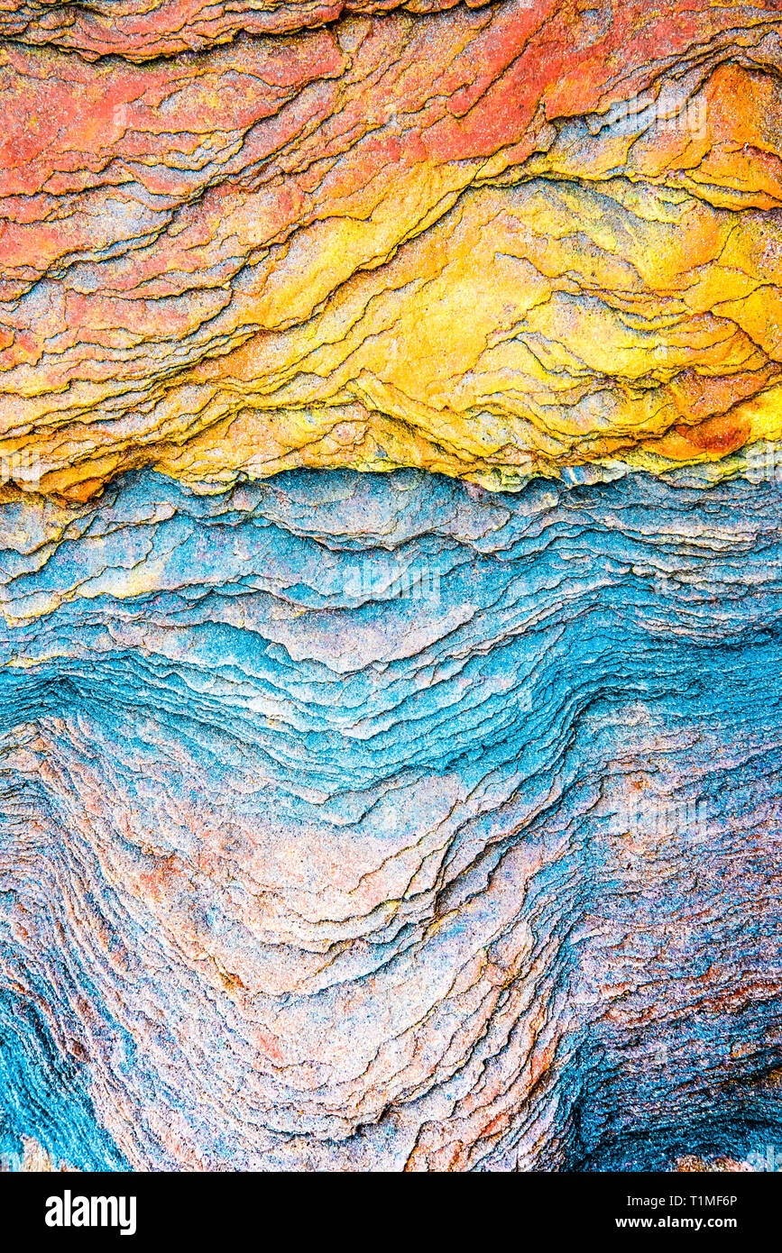 Colourful sedimentary rocks formed by the accumulation of sediments ...