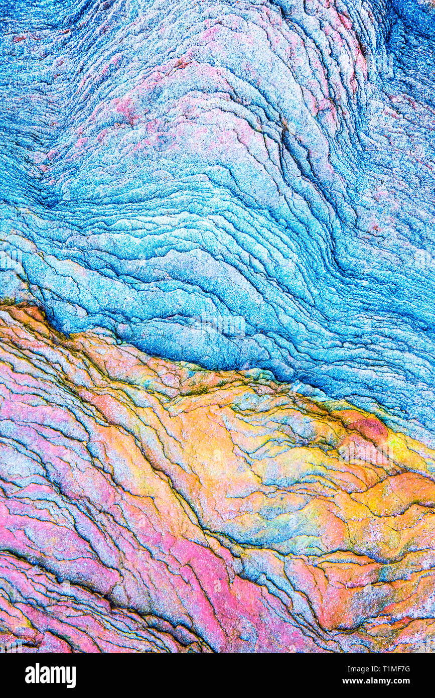 Colourful sedimentary rocks formed by the accumulation of sediments ...