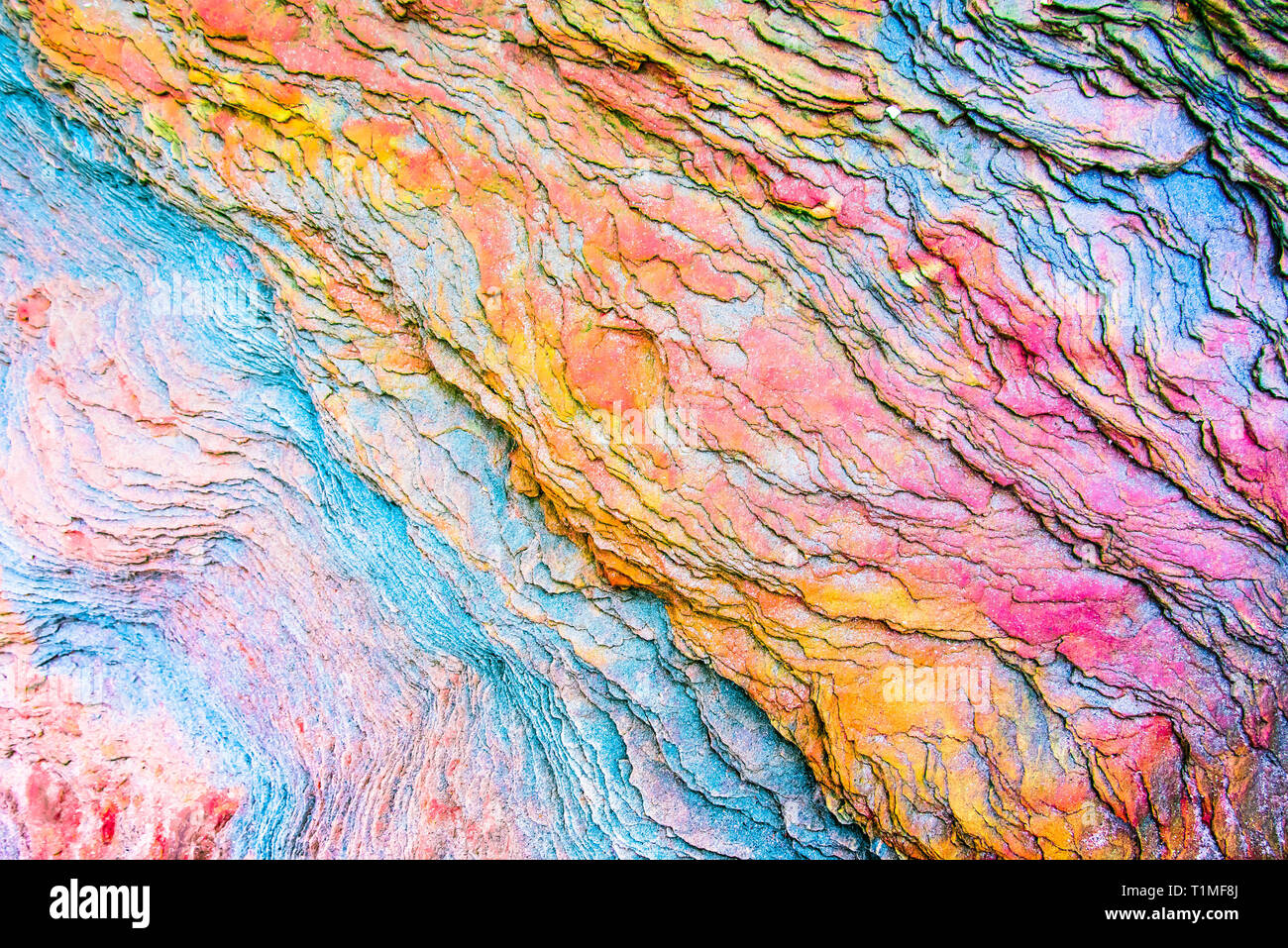 Colourful sedimentary rocks formed by the accumulation of sediments ...