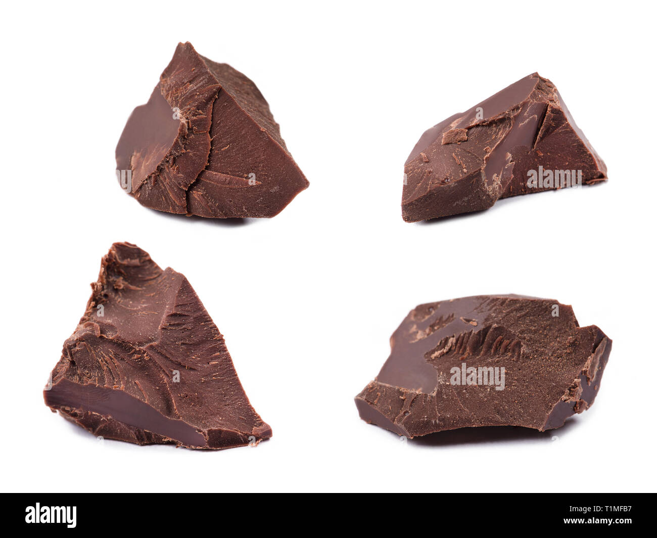 Chocolate pieces isolated on white background Stock Photo - Alamy