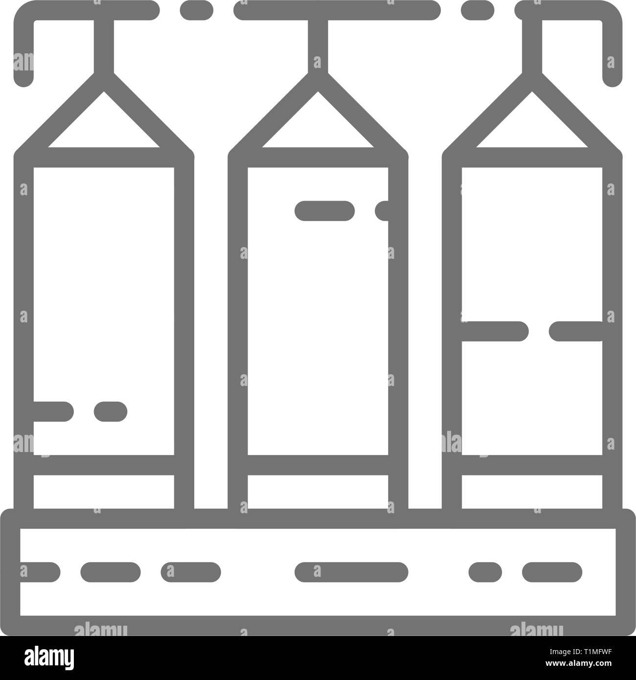 Grain silo, wheat factory, farm buildings line icon Stock Vector Image ...