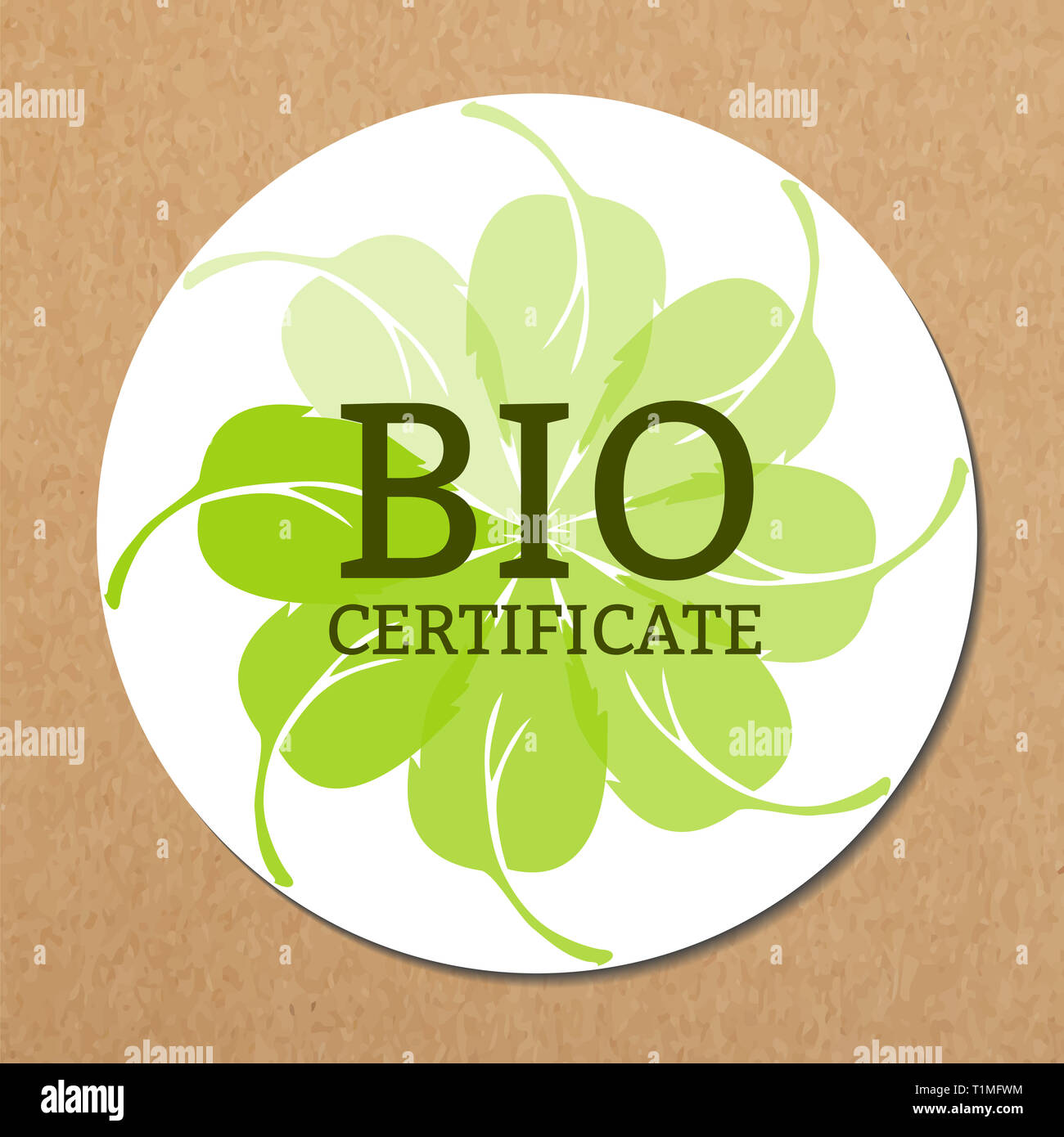 Bio certificate icon, green and white isolated icon Stock Photo - Alamy