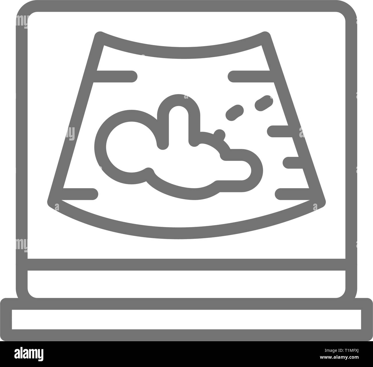 Ultrasound photo with fetus, maternity, pregnancy, sonogram line icon ...