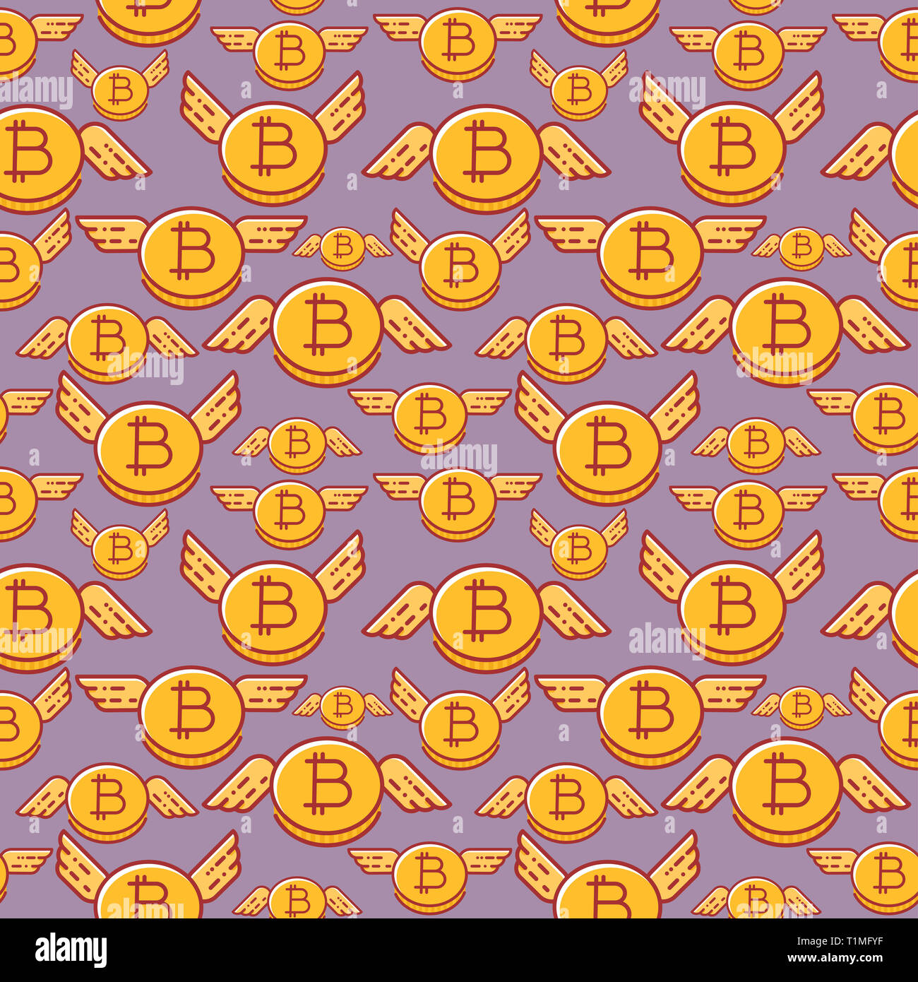 Bitcoins with wings, seamless pattern in cartoon style Stock Photo - Alamy