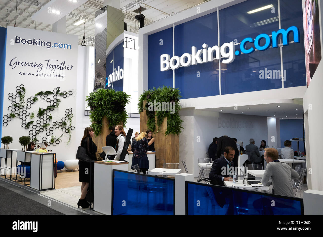 08.03.2019, Berlin, Berlin, Germany - Booking Com booth at the ITB in ...