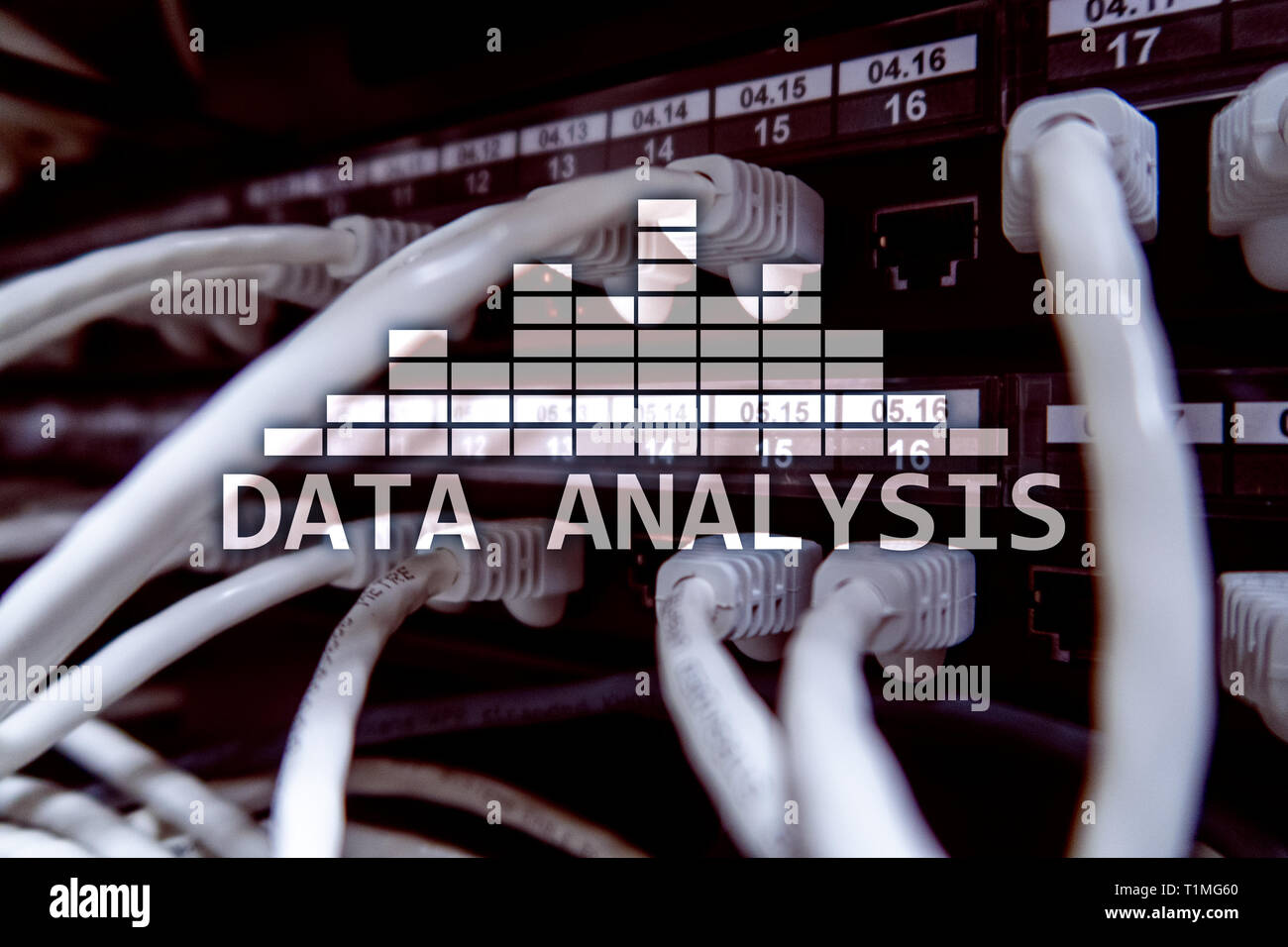 Big Data analysis text on server room background. Internet and modern ...