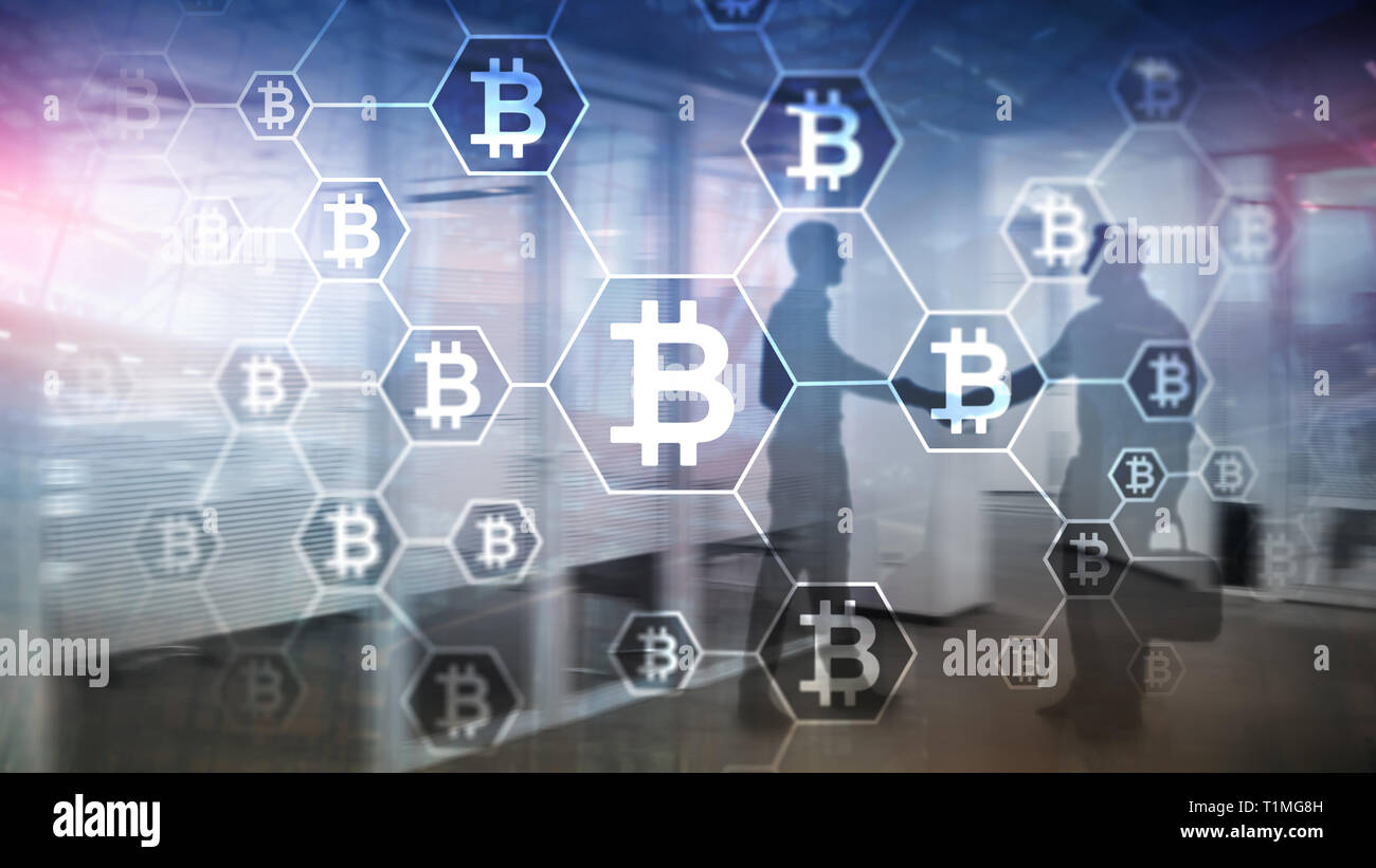 Bitcoin, Blockchain concept on server room background Stock Photo - Alamy