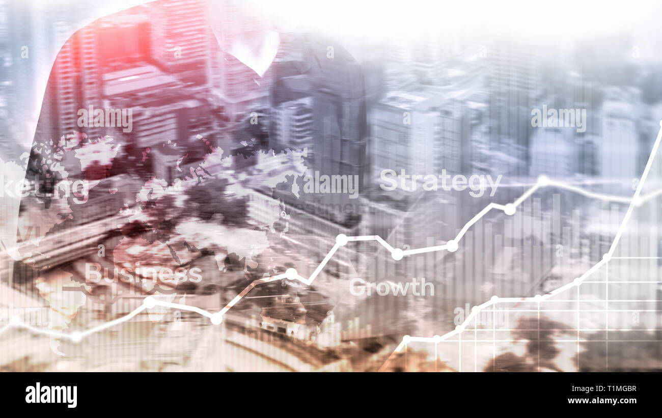 Business abstract background double exposure graph, chart and diagram ...