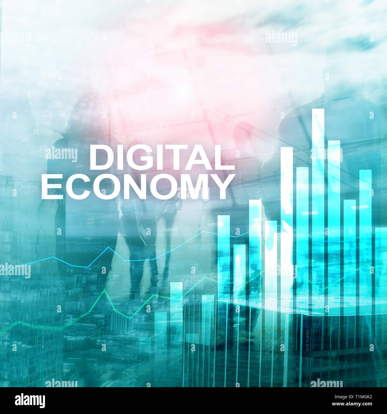 DIgital economy, financial technology concept on blurred background ...