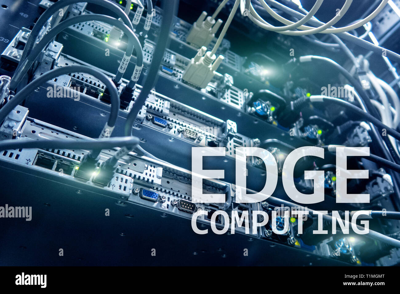 EDGE computing, internet and modern technology concept on modern server ...