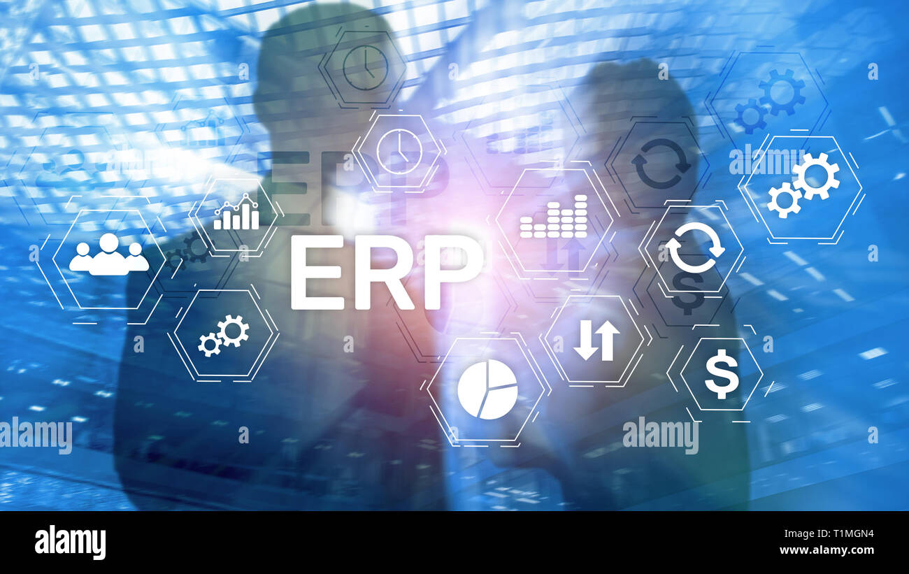 ERP system, Enterprise resource planning on blurred background ...