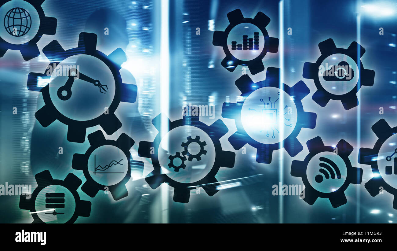 Automation technology and smart industry concept on blurred abstract ...